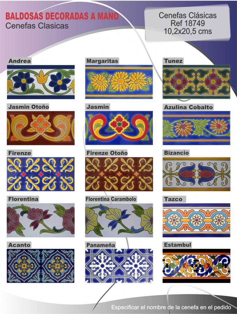 Cenefas clásicas decoradas a mano 10,2 x 20,5 - Renueve